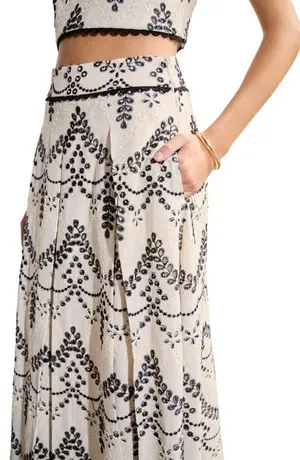 English Factory Embroidered Eyelet Maxi Skirt