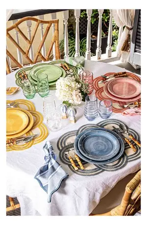 JULISKA Set Of 4 Scallop Stripe Placemats