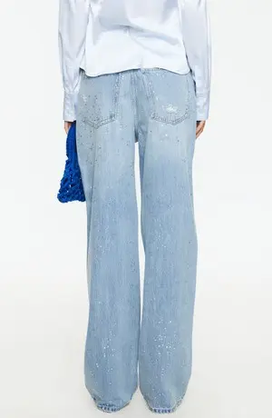 Lioness Diamante Wide Leg Jeans