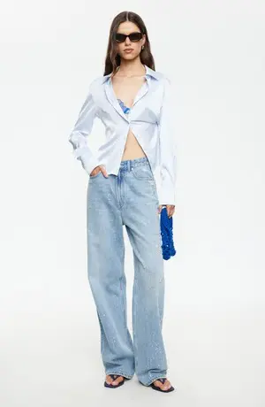 Lioness Diamante Wide Leg Jeans