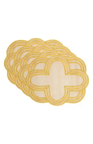 JULISKA Set Of 4 Scallop Stripe Placemats - Sunshine