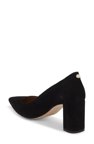 BOSS Janet Suede Pointed Toe Block Heel Pumps - Black