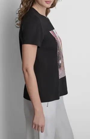 Dkny Manhattan Graphic Cotton Blend T-shirt - Black