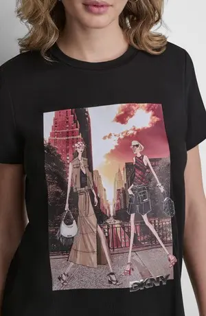 Dkny Manhattan Graphic Cotton Blend T-shirt - Black