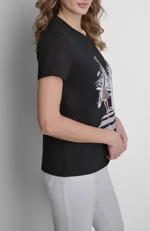 Dkny Nyc Icons Graphic Cotton Blend T-shirt - Black