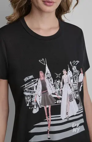 Dkny Nyc Icons Graphic Cotton Blend T-shirt - Black
