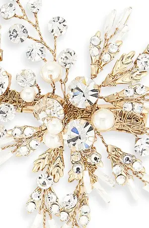 Brides & Hairpins Takara Crystal And Pearl Embellished Hair Clip - Gold