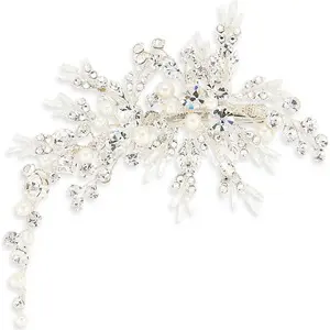 Brides & Hairpins Takara Crystal And Pearl Embellished Hair Clip - Silver