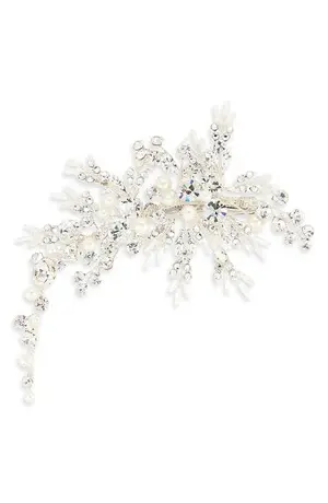 Brides & Hairpins Takara Crystal And Pearl Embellished Hair Clip - Silver