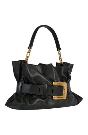 Balmain Medium Anthem Bag In Smooth Leather - Black