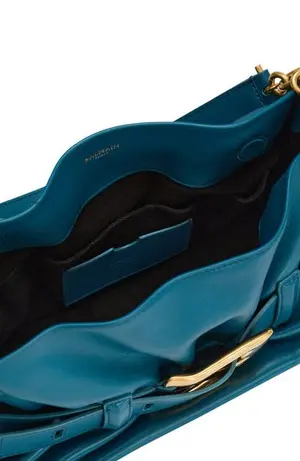 Balmain Medium Anthem Bag In Smooth Leather With Gold Hardware - Blue