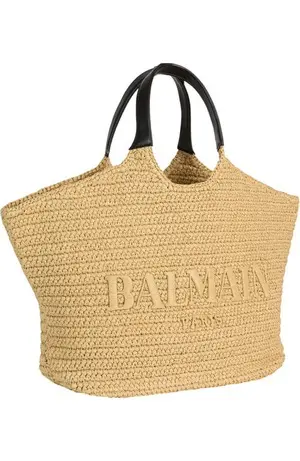 Balmain Crochet Tote Bag With Embossed Logo