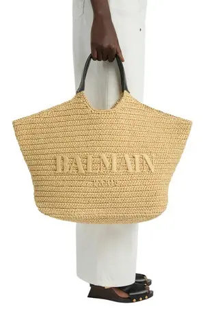 Balmain Crochet Tote Bag With Embossed Logo