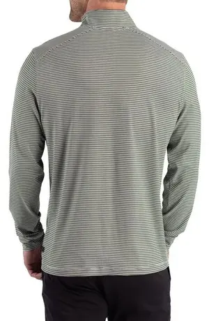CBUK BY CUTTER & BUCK Forge Epic Confidence Stripe Performance Quarter Zip Pullover - Hunter/white