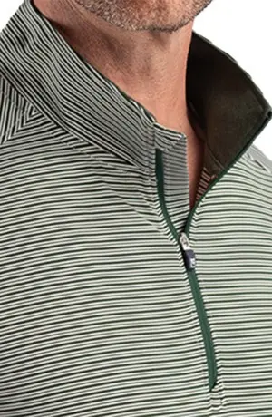 CBUK BY CUTTER & BUCK Forge Epic Confidence Stripe Performance Quarter Zip Pullover - Hunter/white