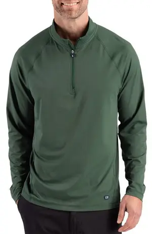 CBUK BY CUTTER & BUCK Prospect Epic Confidence Textured Performance Quarter Zip Pullover - Hunter