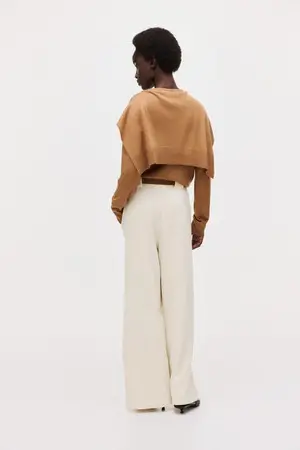 H&m Belted Ponte Pants - Cream