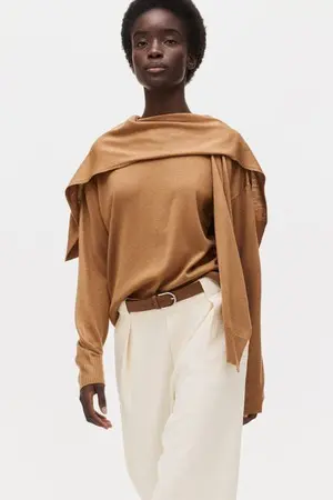 H&m Belted Ponte Pants - Cream