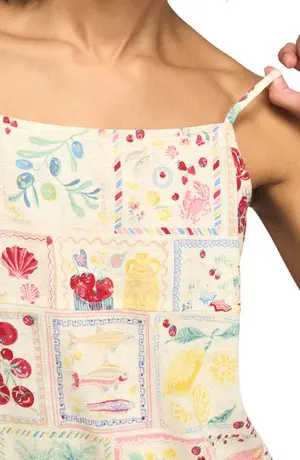 Lucky Brand Patchwork Linen Blend Mini Dress