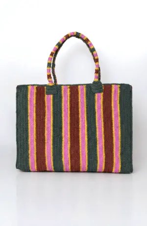 JURGI Multi Stripe Raffia Tote Bag - Multi Pink