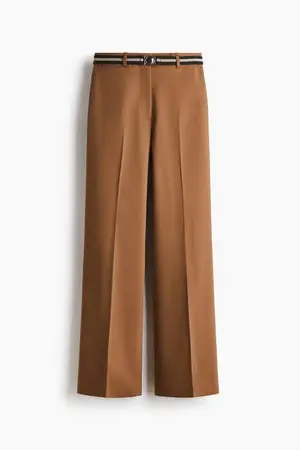 H&m Belted Bootcut Trousers - Brown