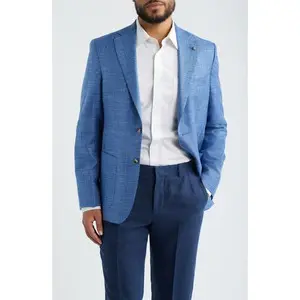 JACK VICTOR Morton Contemporary Fit Slub Wool & Silk Blend Sport Coat - Blue