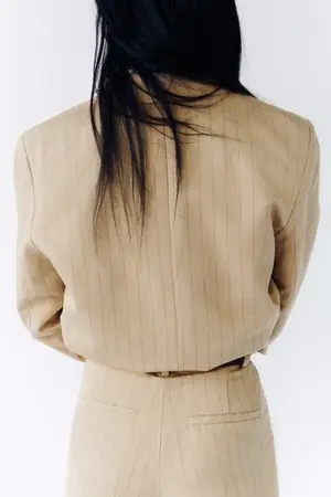 H&m Tailored Linen-blend Trousers With Pinstripes