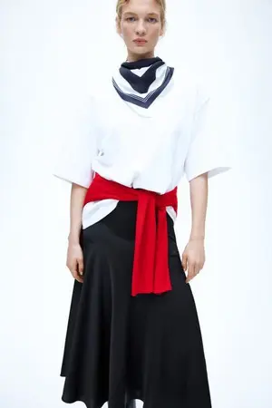 H&m Satin Twill Midi Skirt