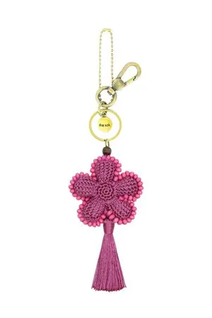 THE SAK Hand-crochet Flower Dangle With Rainbow Beads - Fuchsia