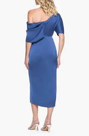 Betsy & Adam One-shoulder Satin Cocktail Dress