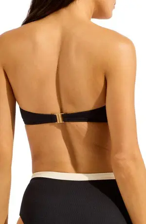 Seafolly Contrast Binding Bandeau Bikini Top - Black
