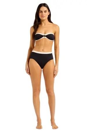 Seafolly Contrast Binding Bandeau Bikini Top - Black