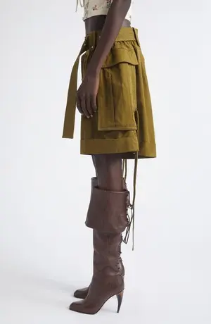 Alexander McQueen Oversized Belted Cargo Shorts - Olive