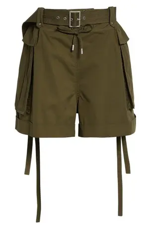 Alexander McQueen Oversized Belted Cargo Shorts - Olive
