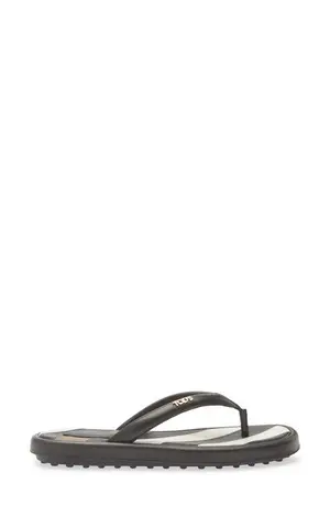 TOD'S Stripe Leather Gomma Flip Flops