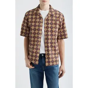 WAX LONDON Didcot Cotton Seersucker Camp Shirt