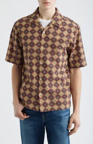 WAX LONDON Didcot Cotton Seersucker Camp Shirt