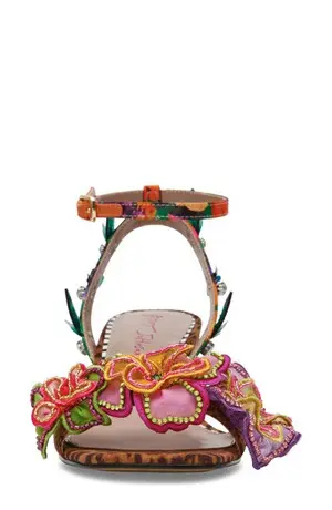Betsey Johnson Spenser Embellished Ankle Strap Wedge Sandals