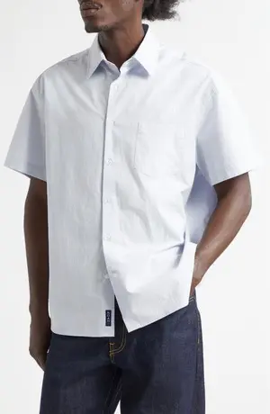 NOAH Oversize Short Sleeve Cotton Poplin Button-up Shirt