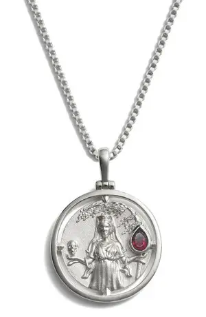 AWE INSPIRED Persephone Garnet Pendant Necklace - Sterling Silver