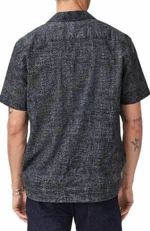 John Varvatos Malon Mélange Short Sleeve Cotton Seersucker Button-up Shirt