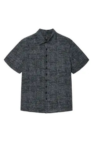 John Varvatos Malon Mélange Short Sleeve Cotton Seersucker Button-up Shirt