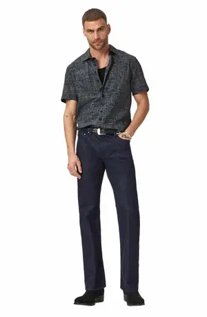 John Varvatos Malon Mélange Short Sleeve Cotton Seersucker Button-up Shirt