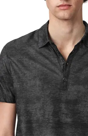 John Varvatos Olivari Slub Cotton Piqué Polo - Black