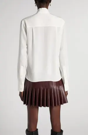 Alexander McQueen Tie Neck Silk Button-up Shirt