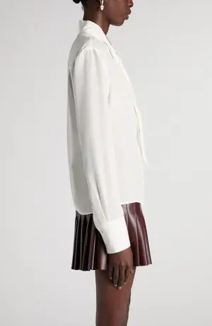 Alexander McQueen Tie Neck Silk Button-up Shirt