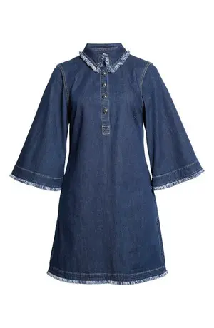 Cinq À Sept Dany Fringe Denim Shirtdress