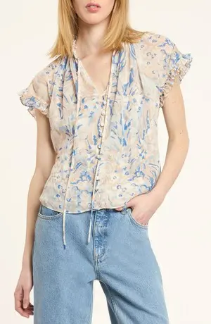 Cinq À Sept Jenise Daisy Swirl Top - Neutral Multi