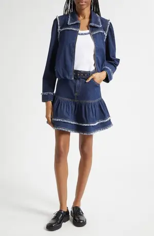 Cinq À Sept Indria Fringe Denim Jacket