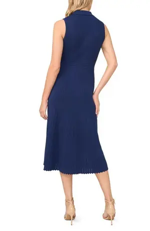 Ted Baker London Harley Rib Pointelle Polo Midi Dress - Deep Night